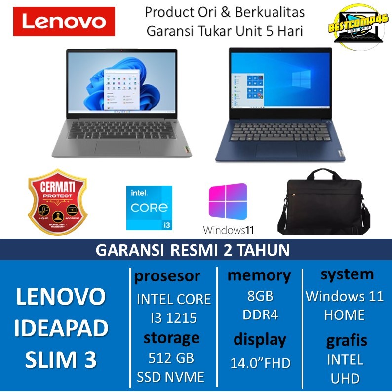 Jual Lenovo Ideapad Slim 3 intel i3 1215 8Gb 512Ssd 14.0Fhd Windows11 ...