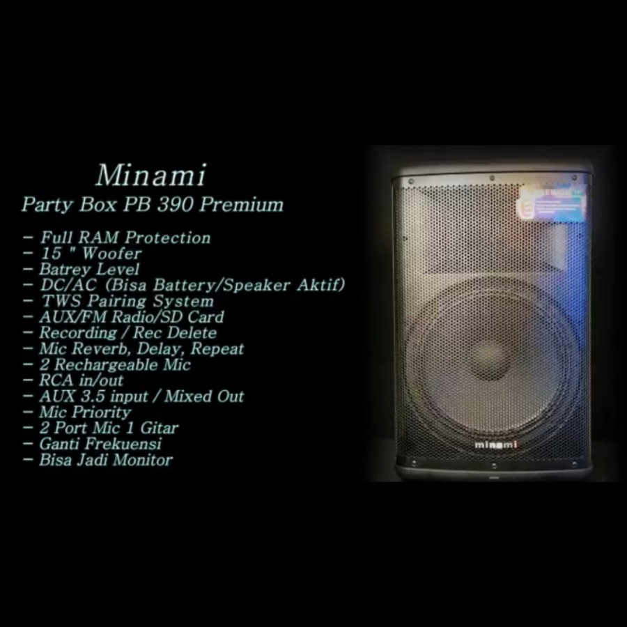 Jual Speaker Portable Minami PartyBox PB 390 Premium 15inc Woofer ...