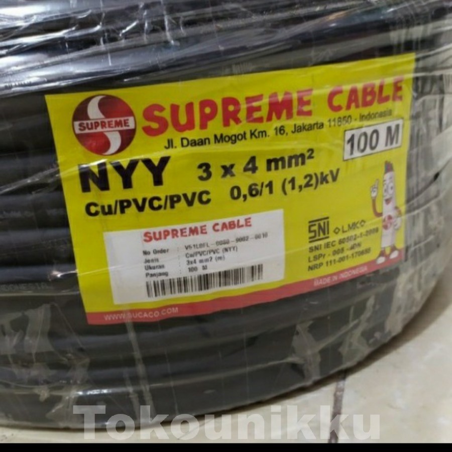 Jual Kabel Listrik Supreme NYY 3x4 3 x 4 3x4mm 3 x 4 mm Supreme 100M 100 Meter | Shopee Indonesia