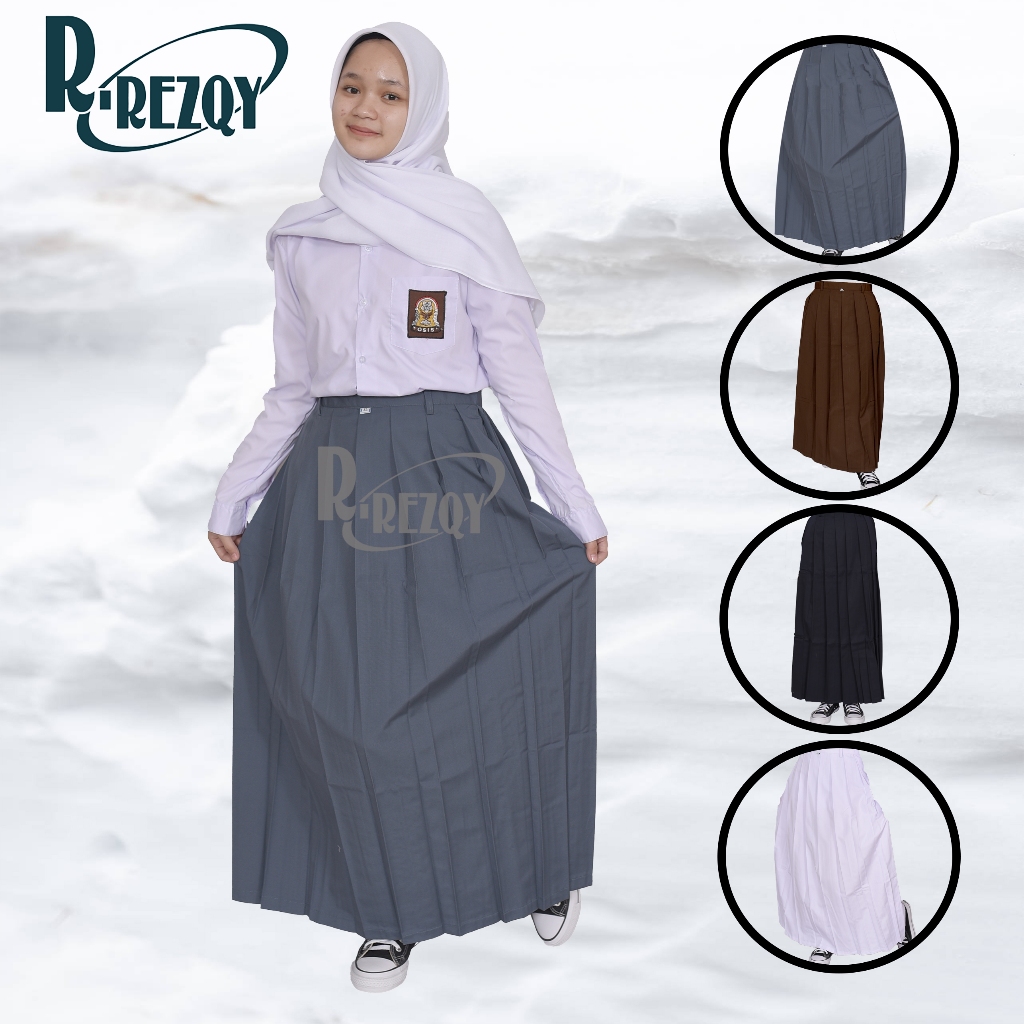 Jual R Rezqy - Rok Sma Panjang Rempel Seragam Sekolah Sma Warna Abu-abu Putih Hitam Coklat ...
