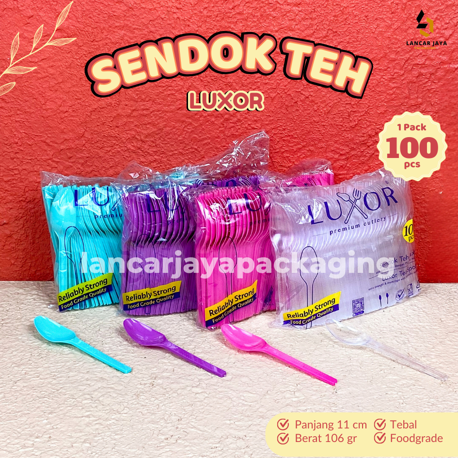 Jual [100 PCS] Sendok Teh Pudding Jelly Agar Luxor Bening Warna ...