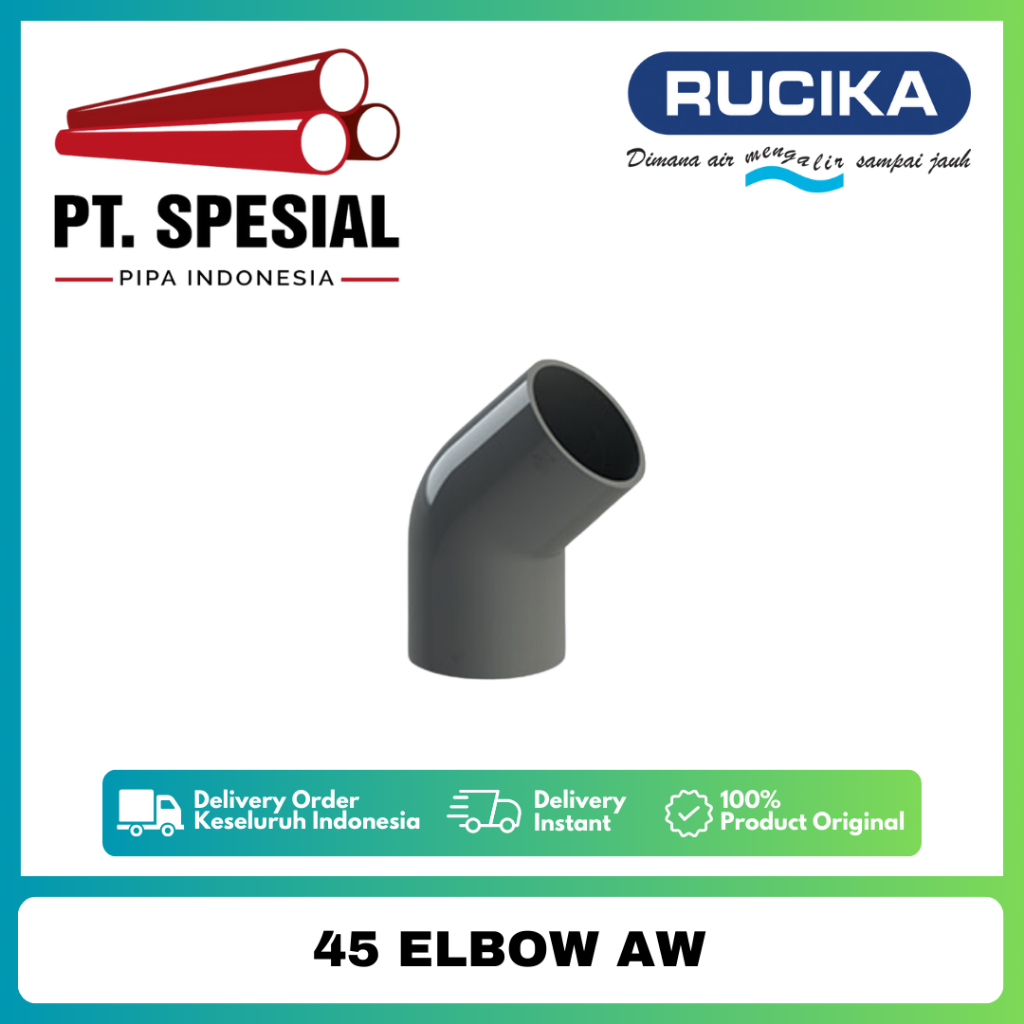 Jual Knee 45 PVC AW Rucika 6 - 10 Inch / Keni Knee PVC AW / Elbow 45 ...