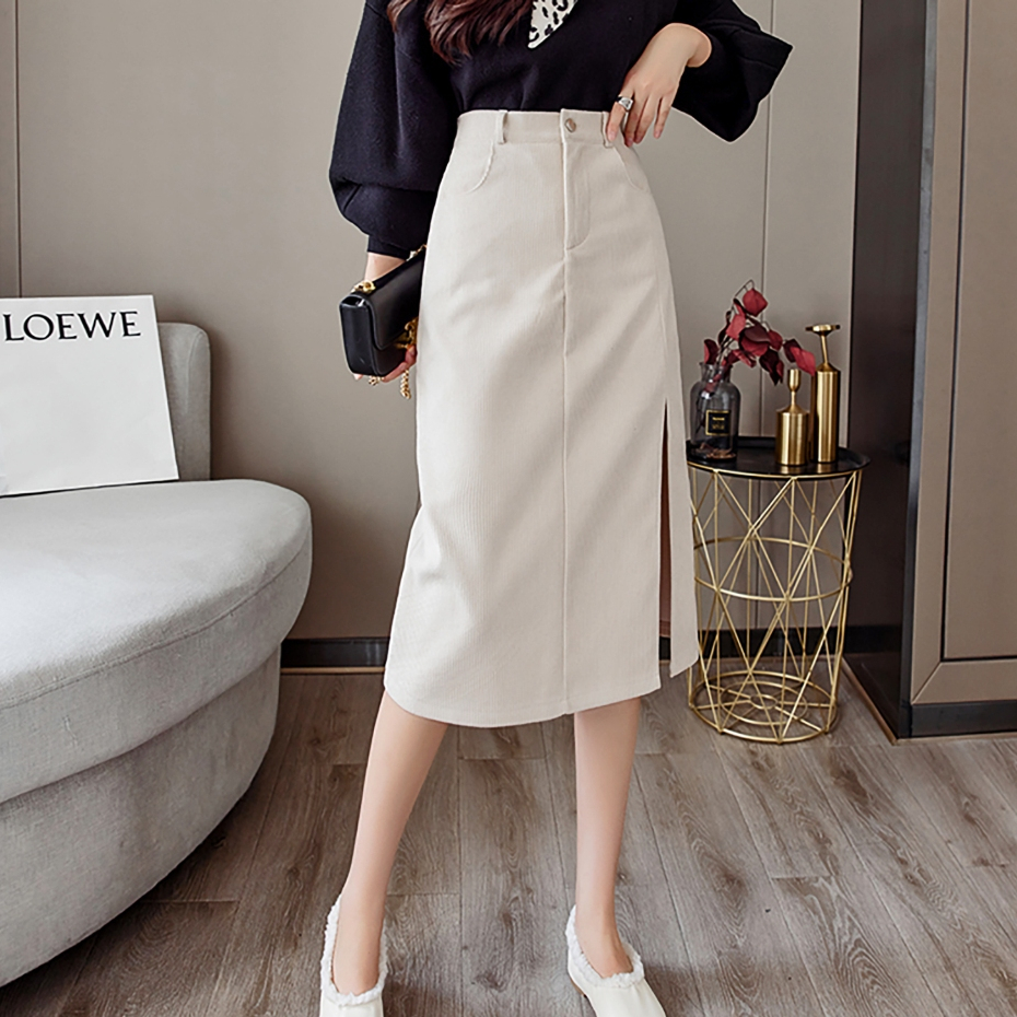 Jual meissi.id Rok Corduroy Wanita/Rok Belah Samping/Rok Korean Style ...