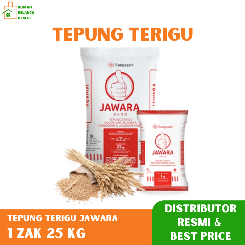 Jual Tepung Terigu Bungasari Jawara 25KG Tepung Premium Protein Tepung ...