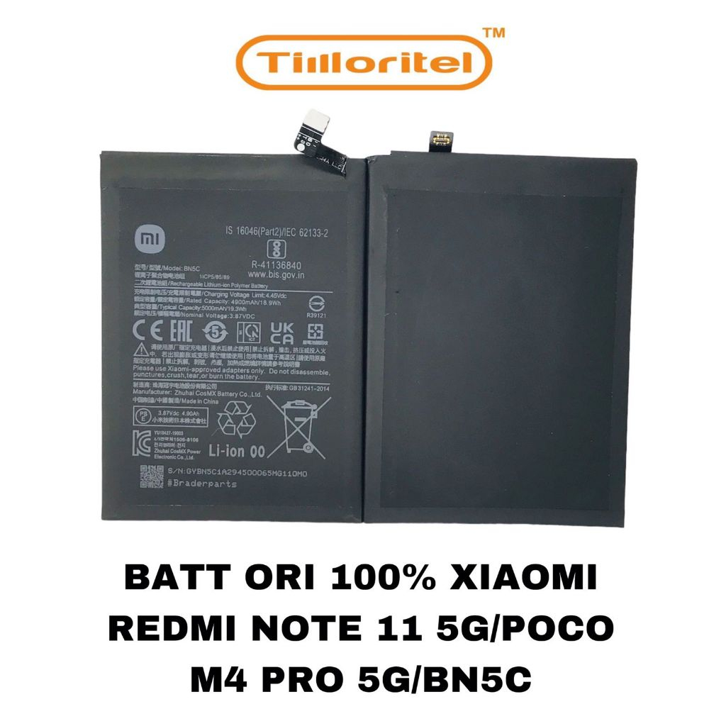 Jual BATT ORI 100% XIAOMI REDMI NOTE 11 5G/POCO M4 PRO 5G/BN5C | Shopee ...