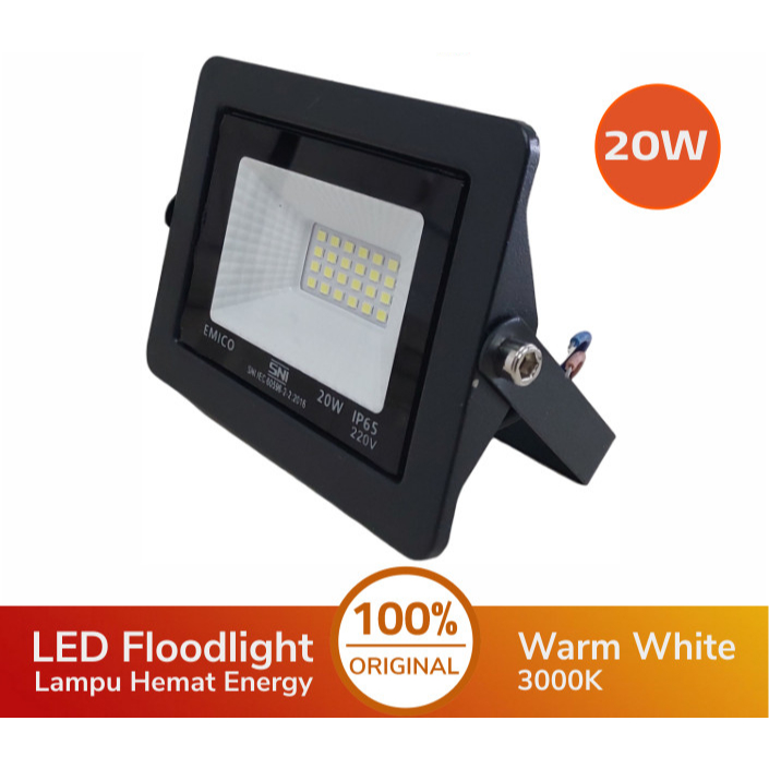 Jual EMICO LAMPU SOROT LED KUNING 20 WATT LED FLOOD LIGHT LED TEMBAK OUTDOOR | Shopee Indonesia