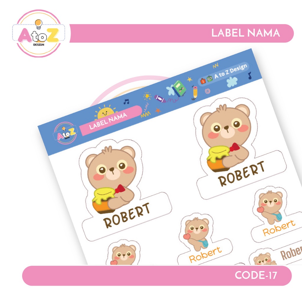 Jual Sticker / Label Nama Anak Murah Tema Bear | Shopee Indonesia