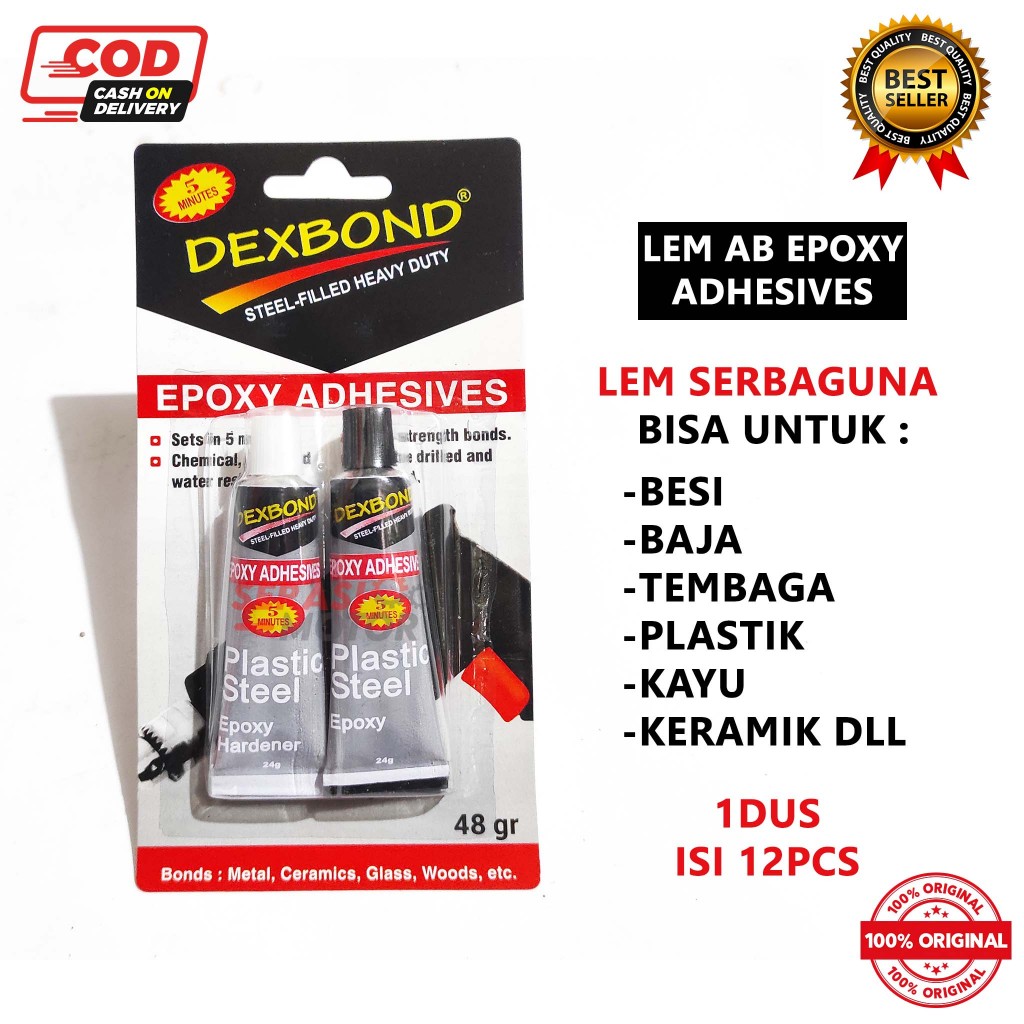Jual LEM PLASTIC STEEL EPOXY Lem 5 Menit Net 48Gr | Shopee Indonesia