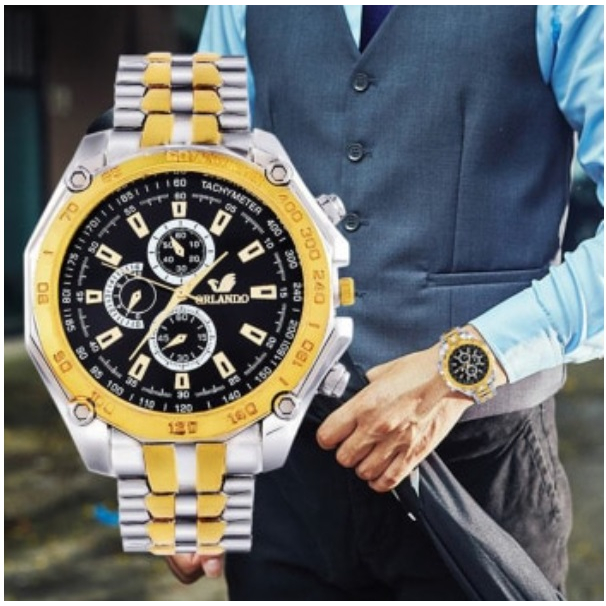 Jual Jam Tangan Pria Premium ORLANDO 02 TWO TONE Korea Fashion Men ...