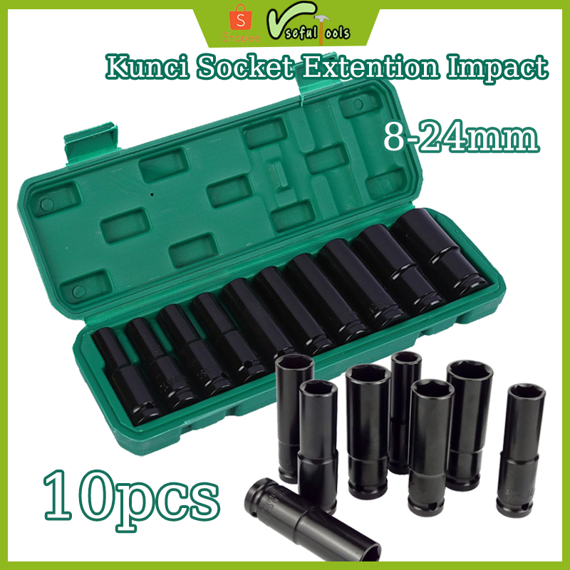 Jual Usefultools Kunci Socket Extention Impact 10pcs 1/2" 8-24mm Kunci Mata Shock Impact Alat ...