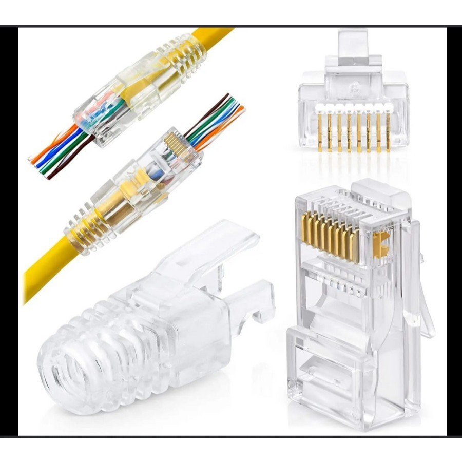 Jual RJ45 CAT5/6E ANTI GAGAL RJ 45 TEMBUS 1 PACK = 50 biji MMP | Shopee ...