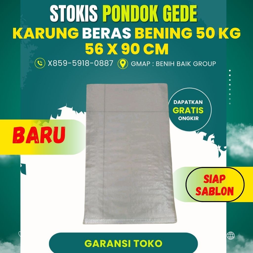 Jual 56 x 90 Cm Karung BARU BERAS Transparan 50 Kg Plastik Putih Bening ...
