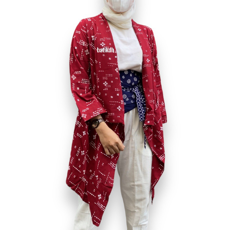 Jual Outer Vest Cardigan Batik Jumbo Wanita Modern Warna Merah Hitam ...