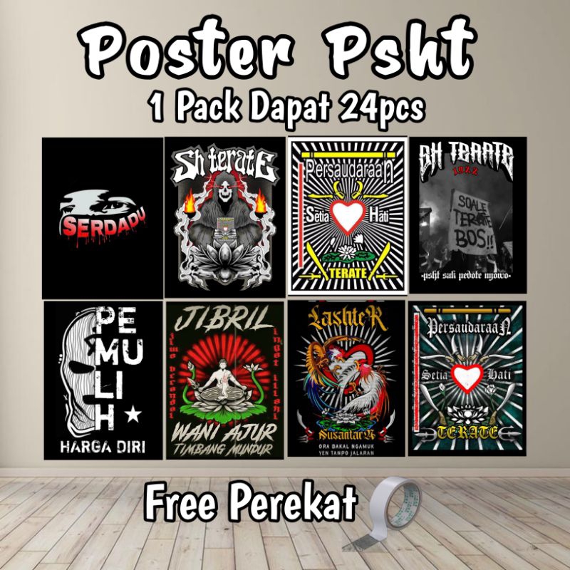 Jual (ISI 24PCS)POSTER DINDING PSHT/HIASAN DINDING PSHT SATU SE ...
