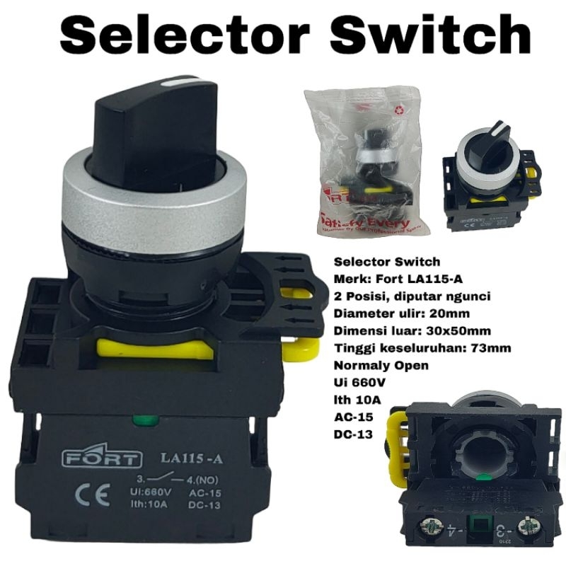 Jual Saklar Selector Switch 2 Posisi On Off 2 Step Fort LA115-A ...