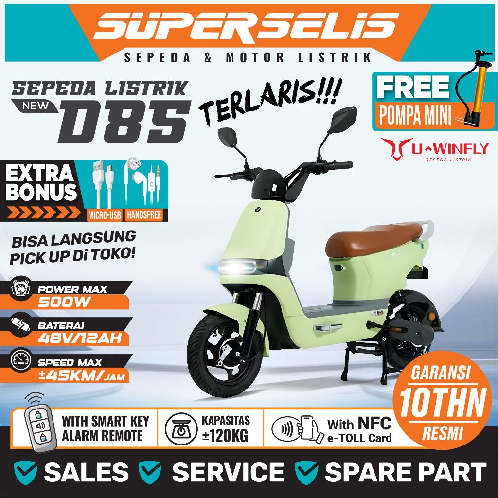 Jual Sepeda Listrik UWINFLY D8S 48V 12AH Electric Bike Garansi Resmi ...