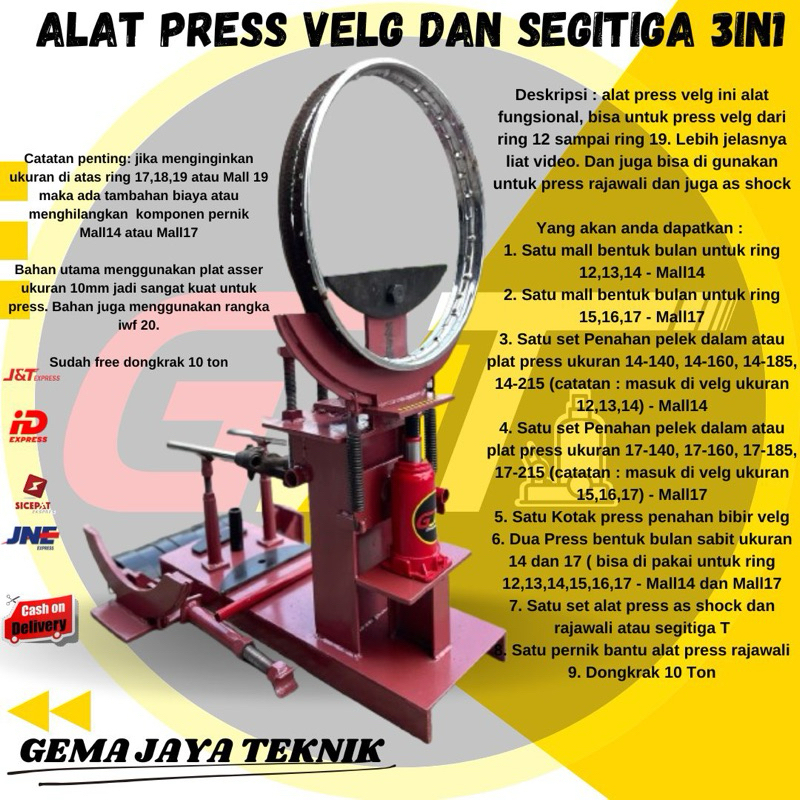 Jual Alat Press Rajawali Segitiga As shock dan Mesin Press Velg Racing ...