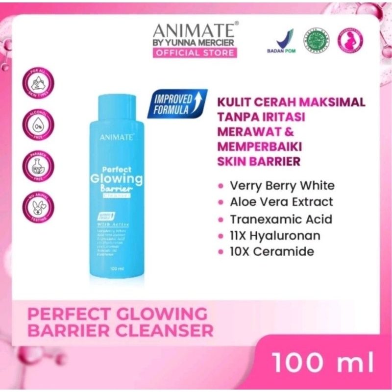 Jual [Blue 100ml] Animate Perfect Glowing Barrier Cleanser | Facial ...