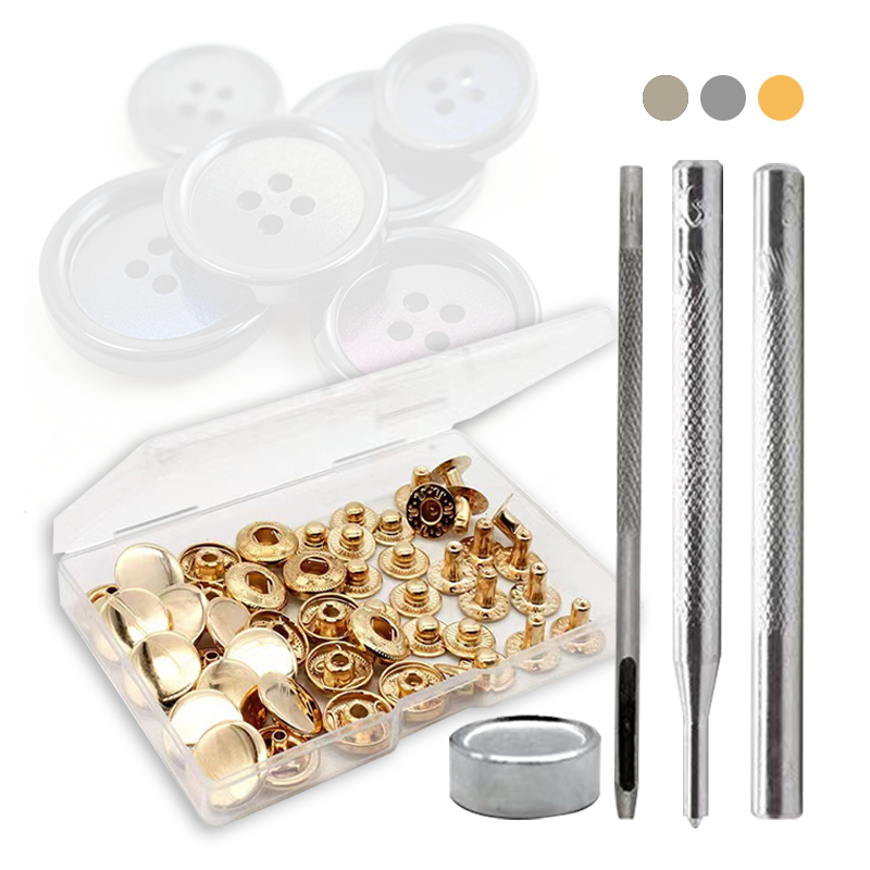 Jual 1 set Metal Kancing Snap Anvil Rivet Fixing Spike Rivets Setter ...