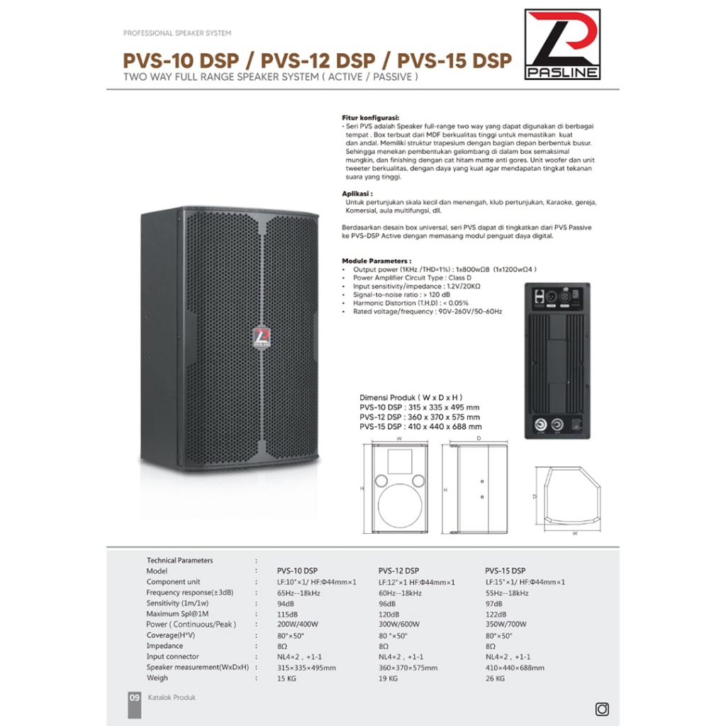 Jual Speaker Aktif Pasline PVS 15 DSP Pasline PVS-15DSP PVS15DSP Bluetooth Full Range Speaker 15 ...