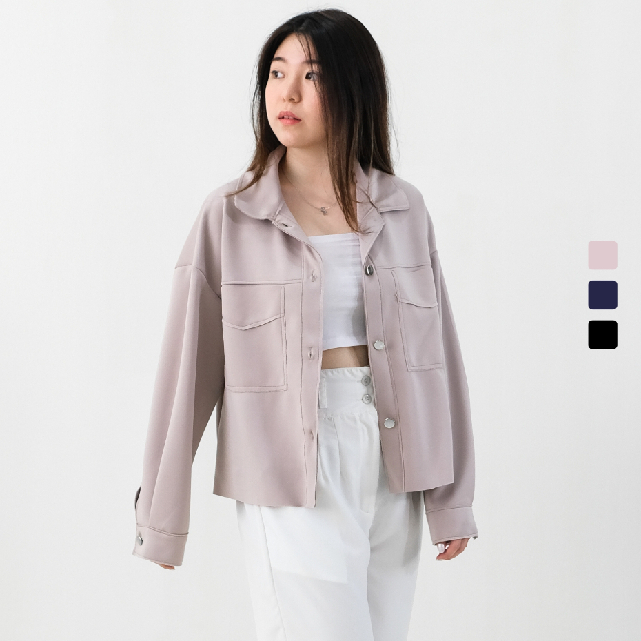 Jual SAGI - Jane Button Korean Long Sleeve Jacket | Atasan Outer Kemeja ...