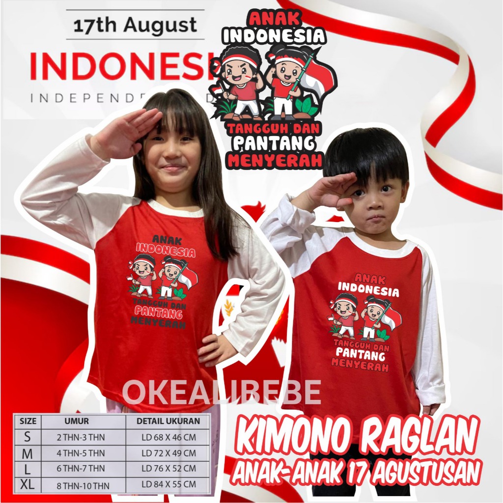 Jual KAOS INDONESIA KIMONO ANAK LAGLAN ANAK HUT RI 79 ANAK ANAK KIMONO LAGLAN KAOS HUT RI 79 ...