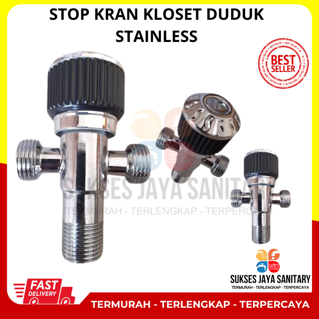 Jual Stop Kran Cabang Kran T Shower Closet Jet Closet Bahan Stainless SUS 304 Original Handle ...