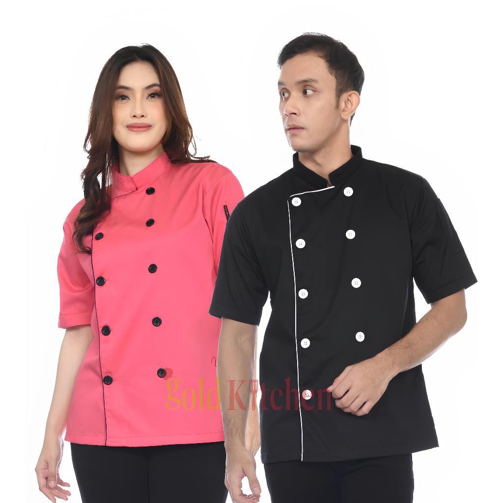 Jual Baju Chef Baju Koki Chef Jacket Pria Wanita Lengan Pendek Model ...