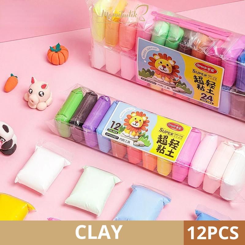Jual Clay Polymer Mainan Anak Isi 12pcs Edukasi Slime Clay Dough Colour ...