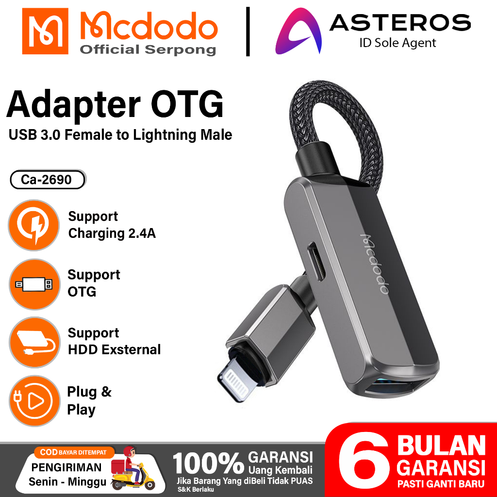 Jual MCDODO Adapter OTG iPhone to USB 3.0 Flashdisk Hardisk with ...