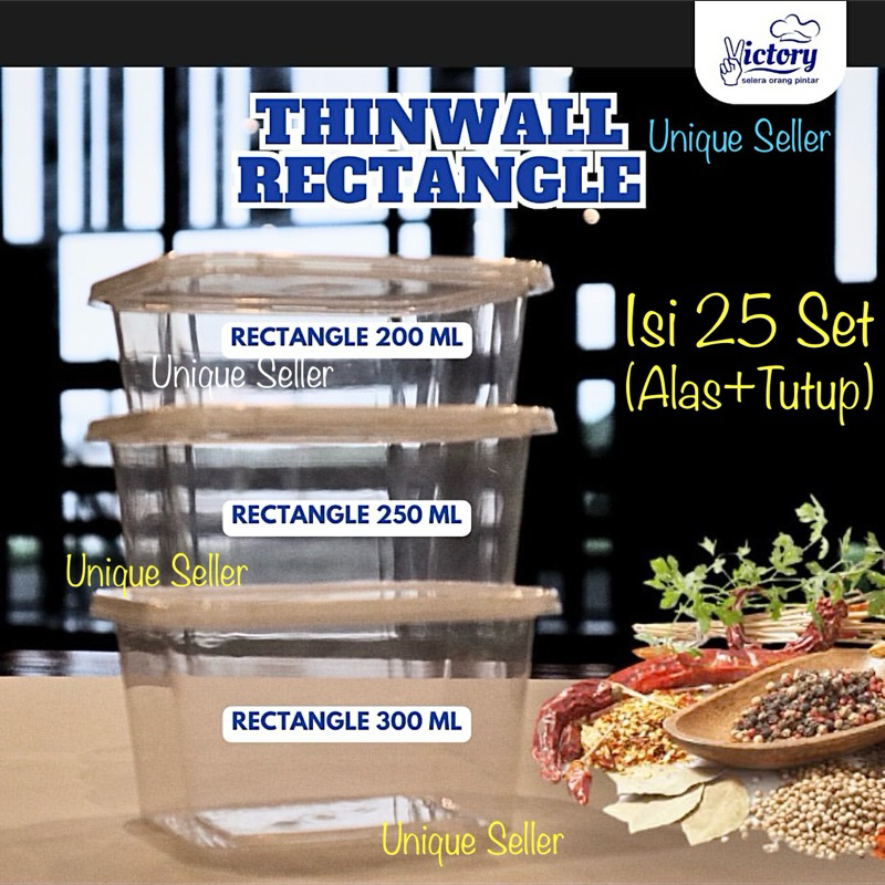 Jual [Isi25] Thinwall Rectangle Victory 200 250 300 ml / Thinwal Rectangle Victory 200ml 250ml ...