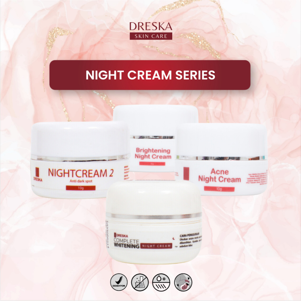 Jual NIGHT CREAM SERIES DRESKA whitening brightening flek krim malam ...