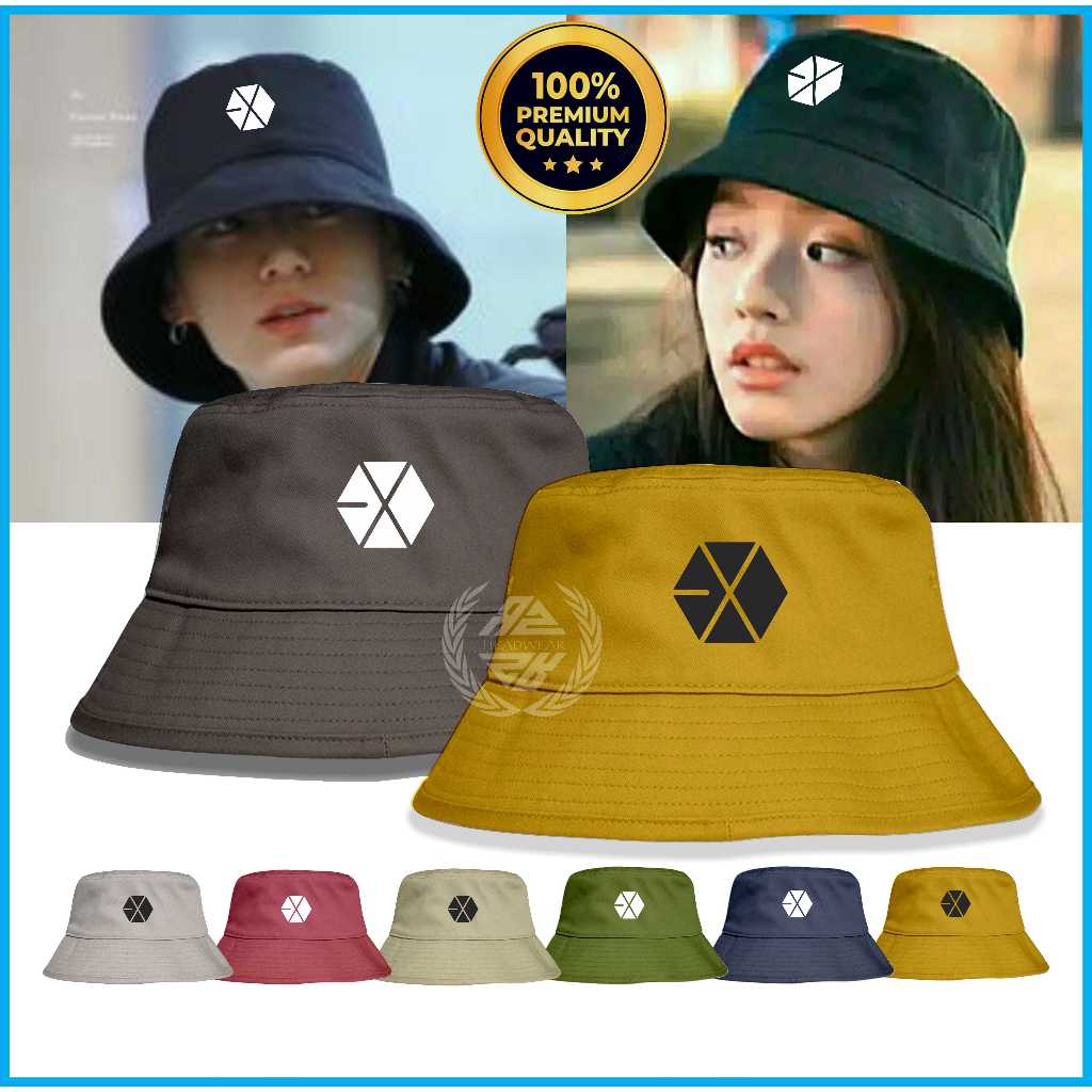 Jual Topi Bucket Wanita Korean Style Logo Exo Bucket Hat Bolak Balik ...