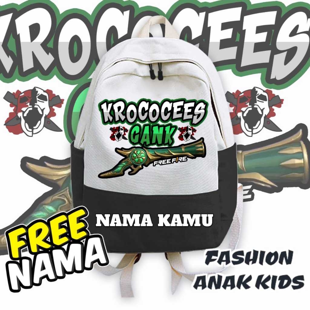 Jual (FREE NAMA) TAS RANSEL SEKOLAH ANAK FREE FIRE KROCO CEES SG ...
