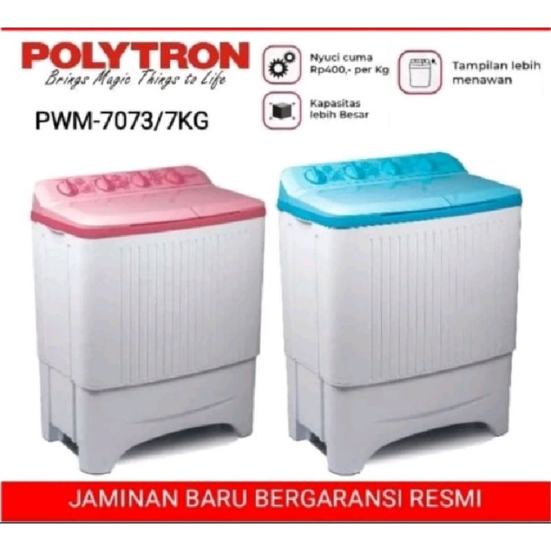 Jual Mesin Cuci 2 Tabung POLYTRON PWM-7073/7Kg Garansi Resmi | Shopee ...