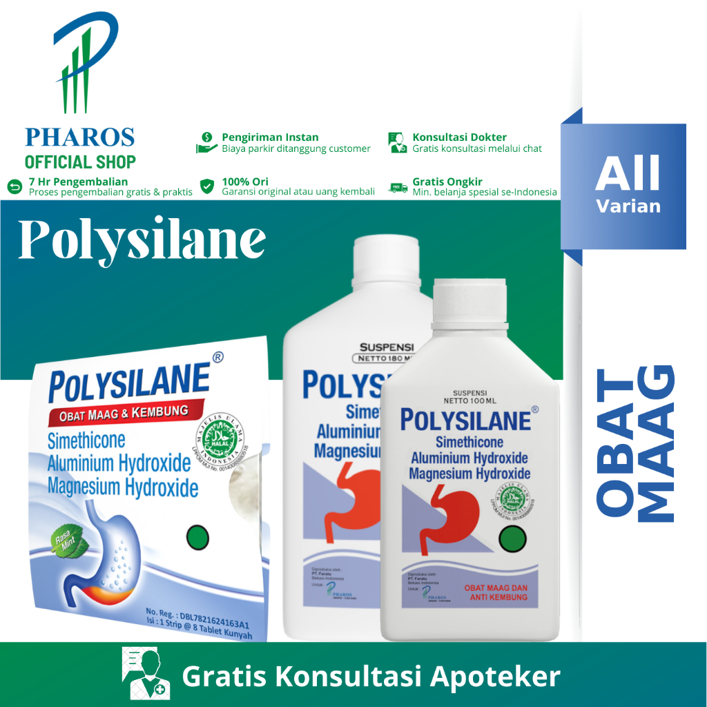 Jual Polysilane Tablet 1 Box/ Suspensi 100ml dan 180ml - Obat Maag dan ...