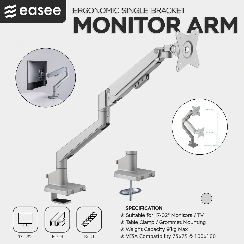 Jual easee Ergonomic Single Monitor Arm Vesa Mount / Bracket Monitor ...