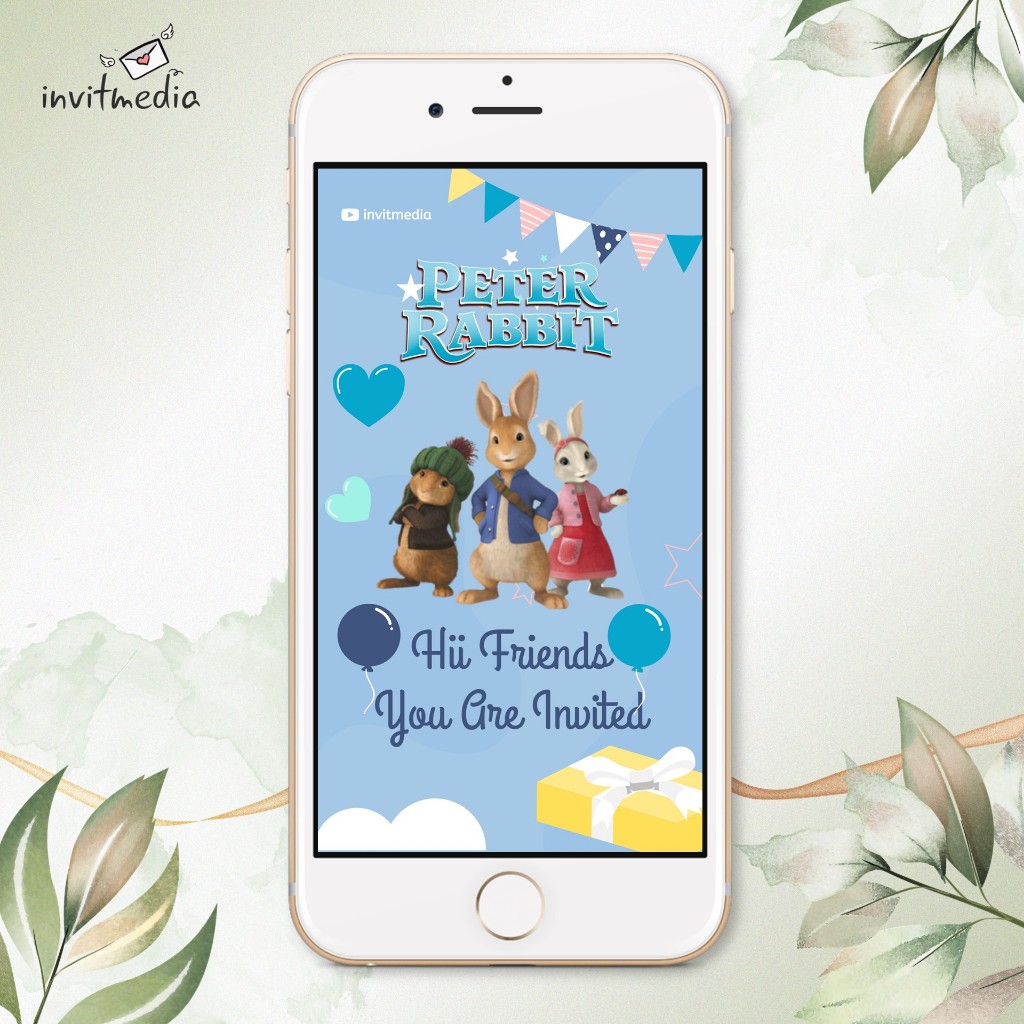 Jual Undangan Ulang Tahun Anak Tema Peter Rabit Video Birthday ...