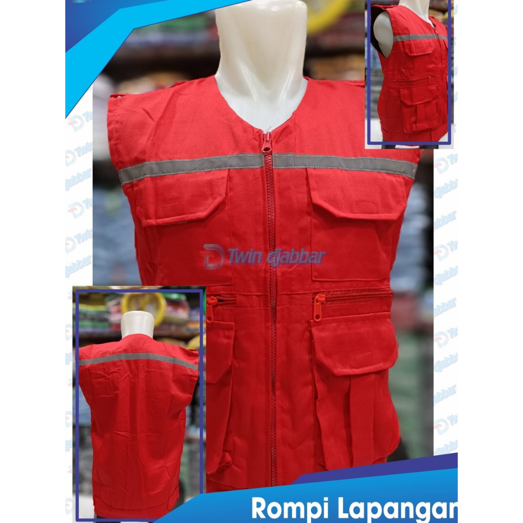 Jual Rompi Lapangan / Rompi Proyek, Rompi Safety K3 Warna Merah Terang ...