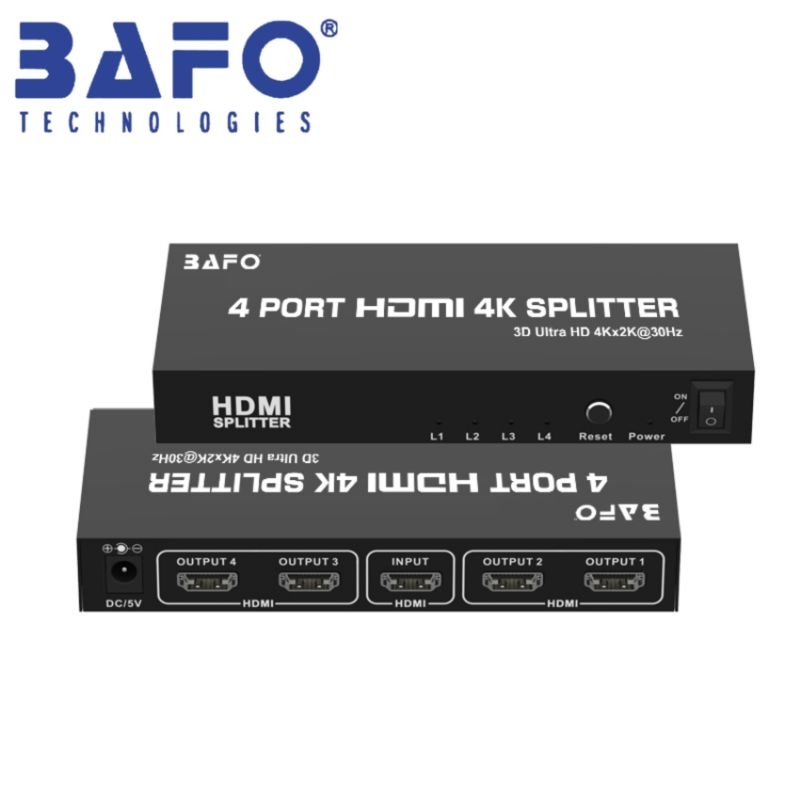 Jual BAFO HDMI Splitter 4 Port support 4K x 2K 60hz 1 in to 4 out ...