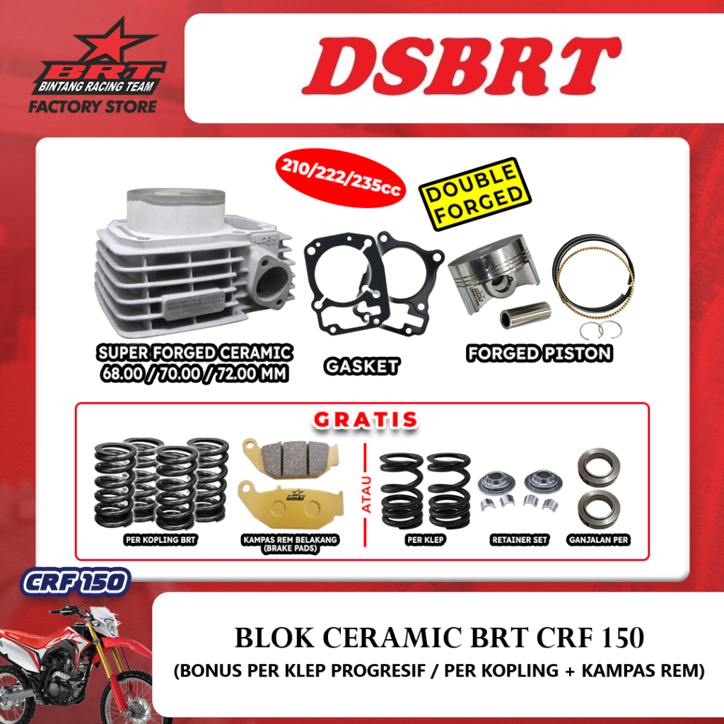 Jual Blok BRT Ceramic Keramik CRF 150 Verza New Megapro 66 68 70 mm & 72 mm Forged Piston ...