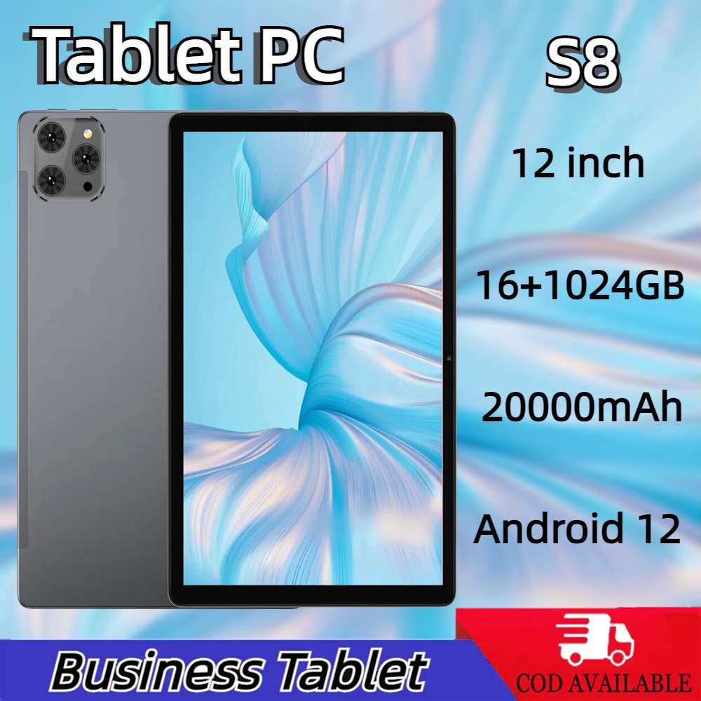 Jual Tablet S8 Asli 12 Inci 12GB + 512GB Tablet Android Kartu SIM Ganda ...