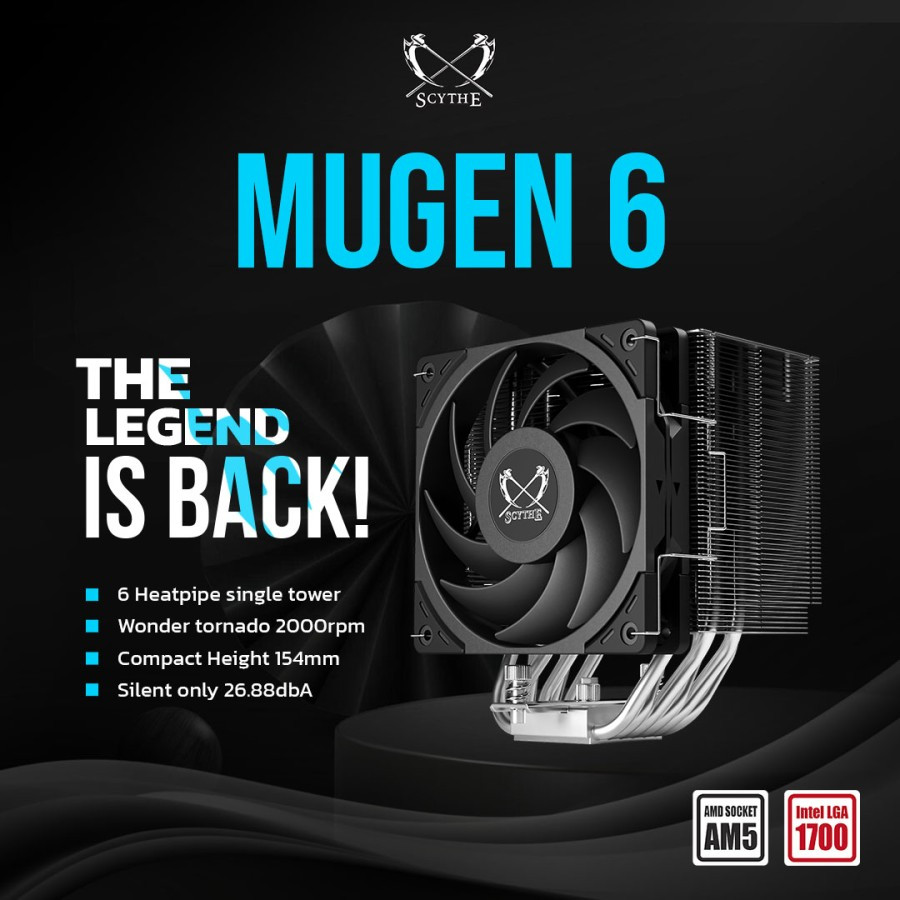 Jual SCYTHE MUGEN 6 SINGLE FAN BLACK SINGLE TOWER CPU PROCESSOR AIR ...