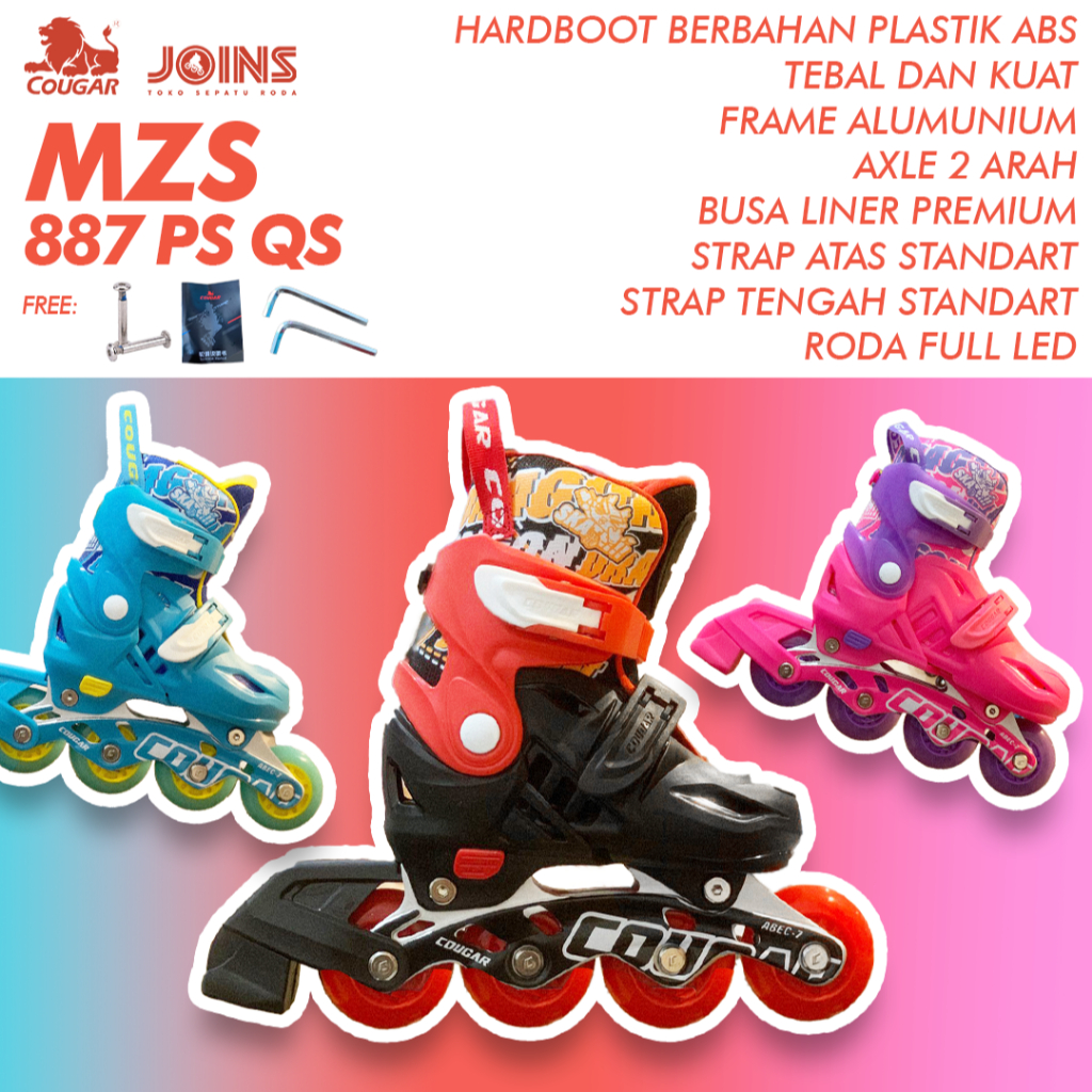 Jual Sepatu Roda Anak Inline Skate Cougar Set MZS887PS-QS | Shopee ...
