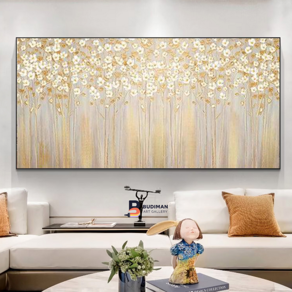Jual BAGallery - Lukisan Abstrak Bunga Rambat Kecil Pastel 120cm x 60cm ...