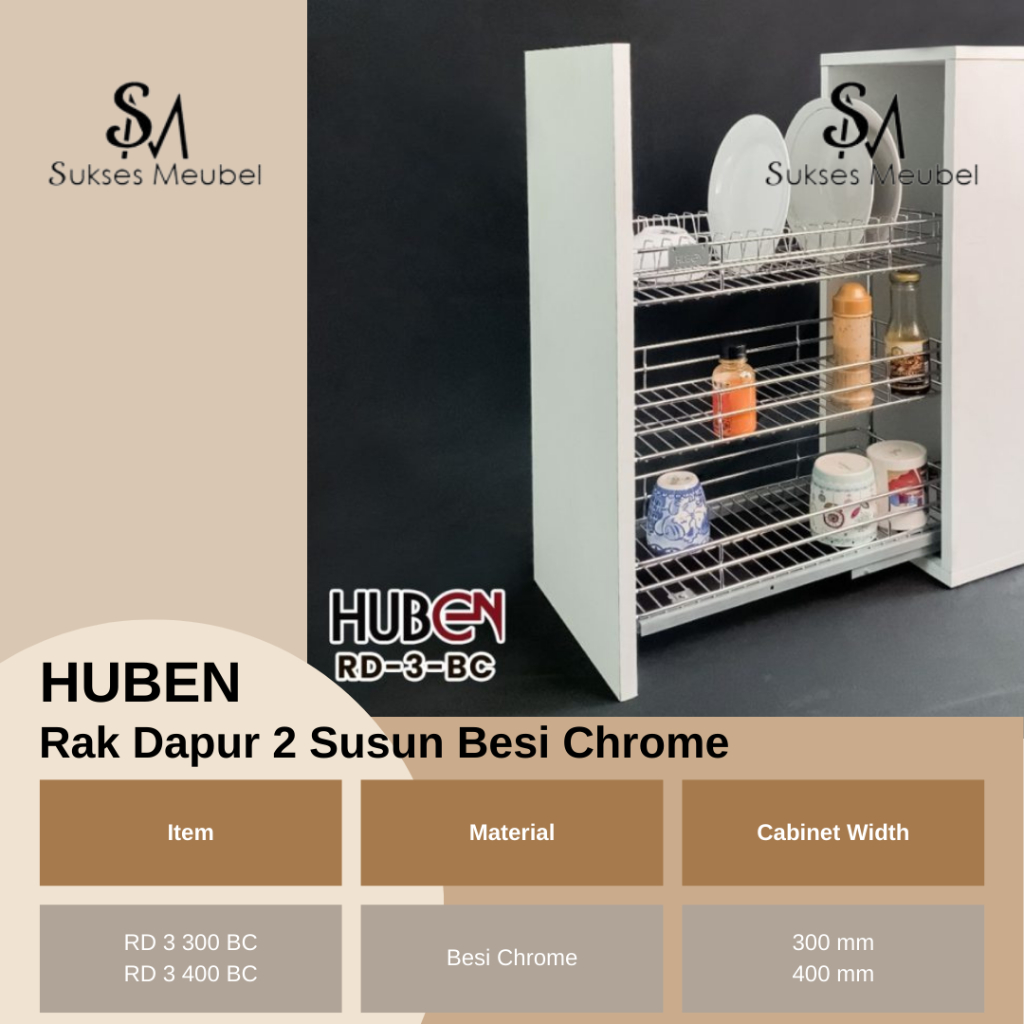 Jual RD-3-BC HUBEN / RAK DAPUR 3 SUSUN BESI CHROME HUBEN RD 3 BC ...