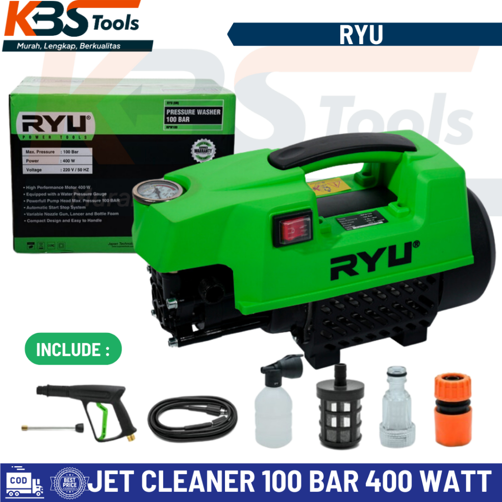 Jual Mesin Jet Cleaner Steam Cuci Mobil Motor RYU Pressure Washer Induksi Otomatis 100 Bar 400 W ...