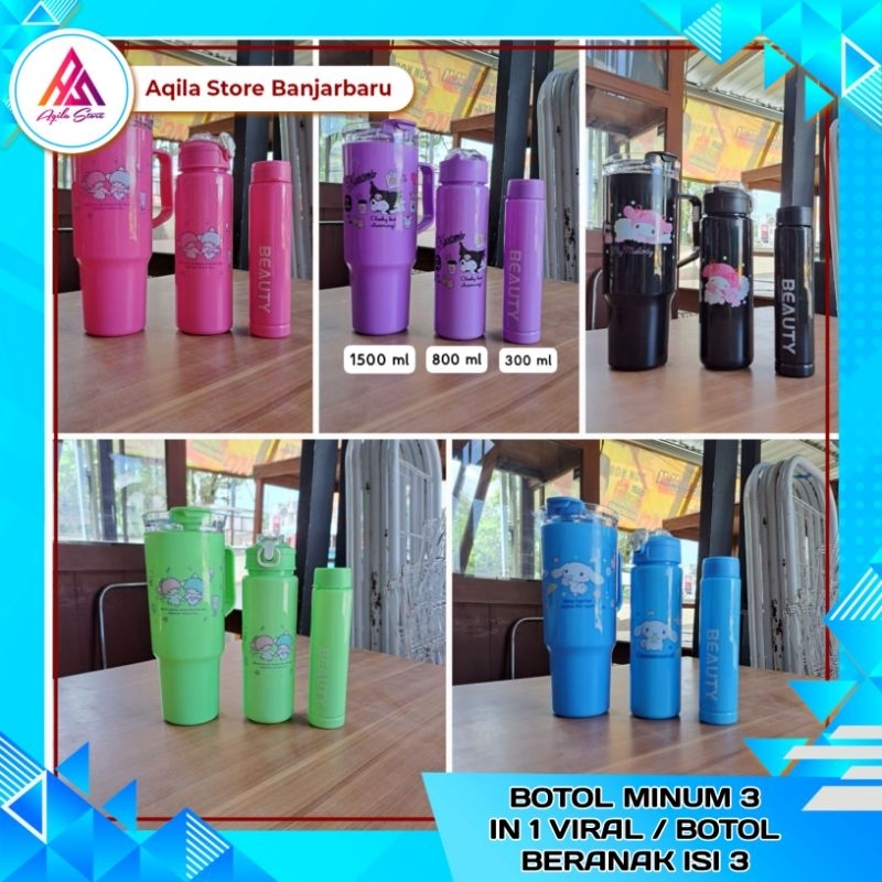 Jual Botol Minum 3 In 1 Viral / Botol Beranak Isi 3 / Tumbler Gelas ...
