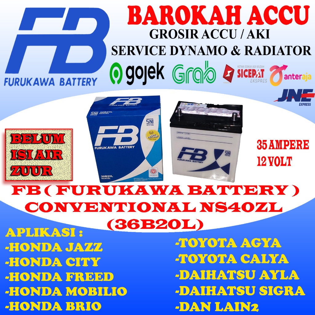 Jual AKI MOBIL FB FURUKAWA BATTERY CONVENTIONAL NS40ZL / 36B20L , 35 AH | Shopee Indonesia
