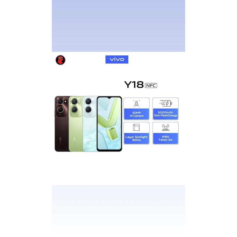 Jual Vivo y18 4/64|4/128|6/128 processor hellio g85 kamera 50mp NFC 5000mAh 15watt flashcharge ...